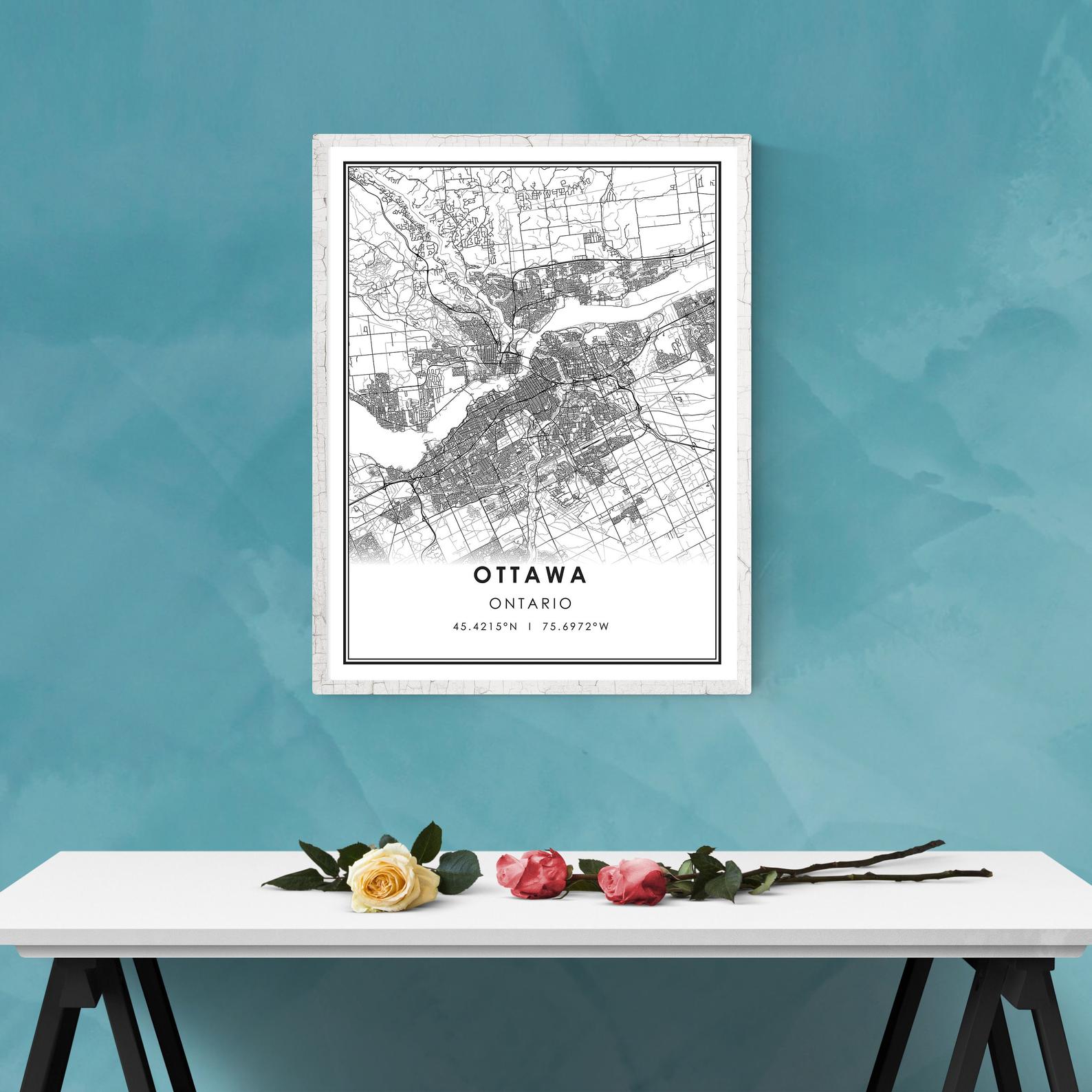 Ottawa map print poster canvas | Ottawa city map p... – Grandado