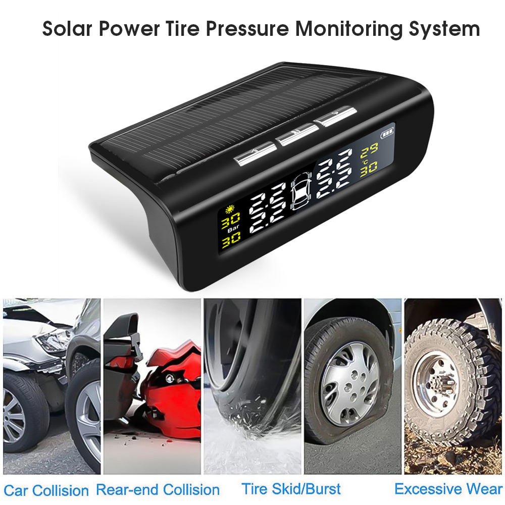 Solar Smart Car Digital Tyre Pressure Monitor Syst... – Grandado