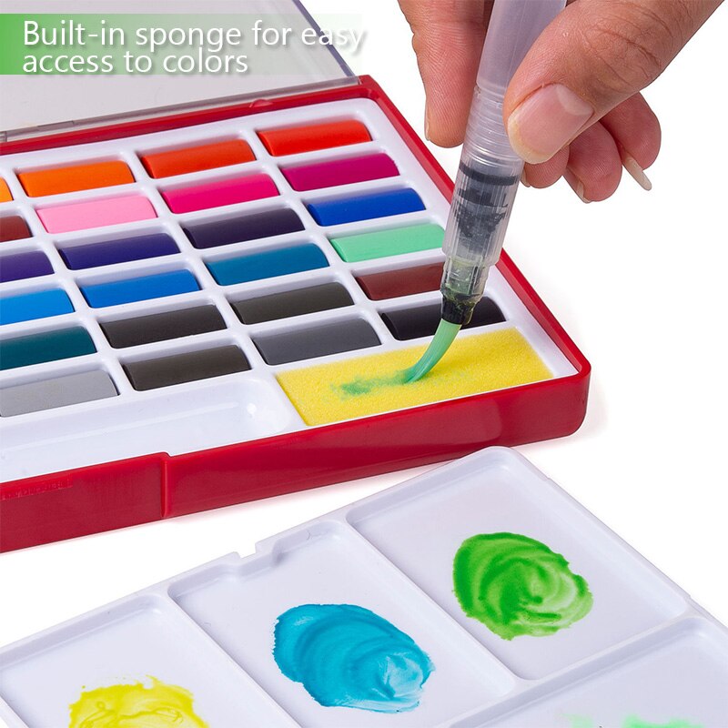 12/24/36/48 Colors Solid Watercolor Paints Set Wit... – Grandado