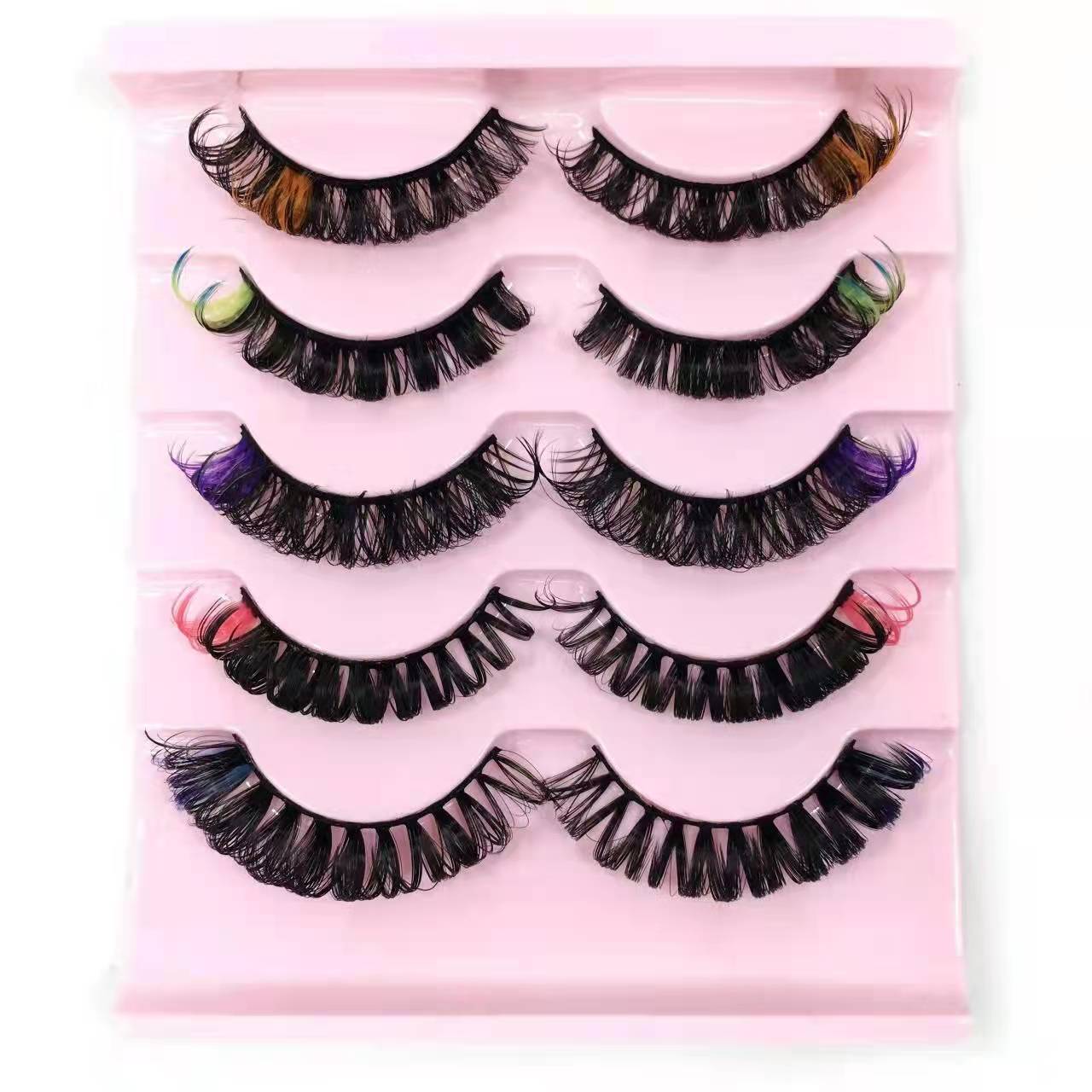 5Pairs Fluffy Colored Lashes Russian Strip Lashes ... – Grandado
