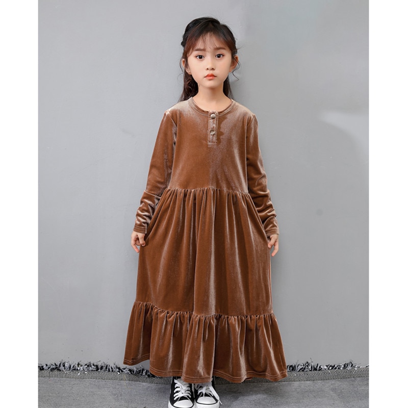 4 to 14 years kids & teenager girls velvet maxi lo... – Grandado