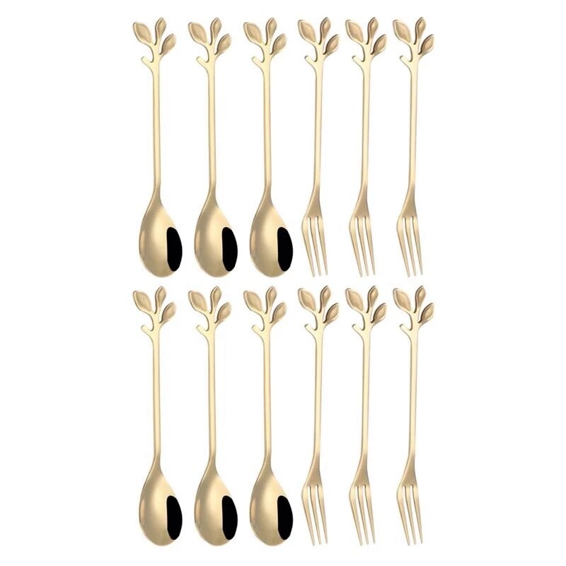 12Pcs Dessert Spoon and Fork Set Stainless Steel M... – Grandado