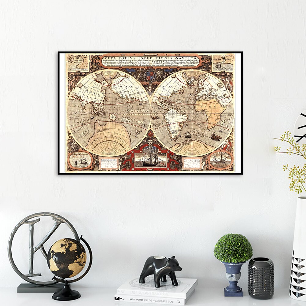 Pintura en lienzo Vintage del mapa del mundo, póst... – Grandado