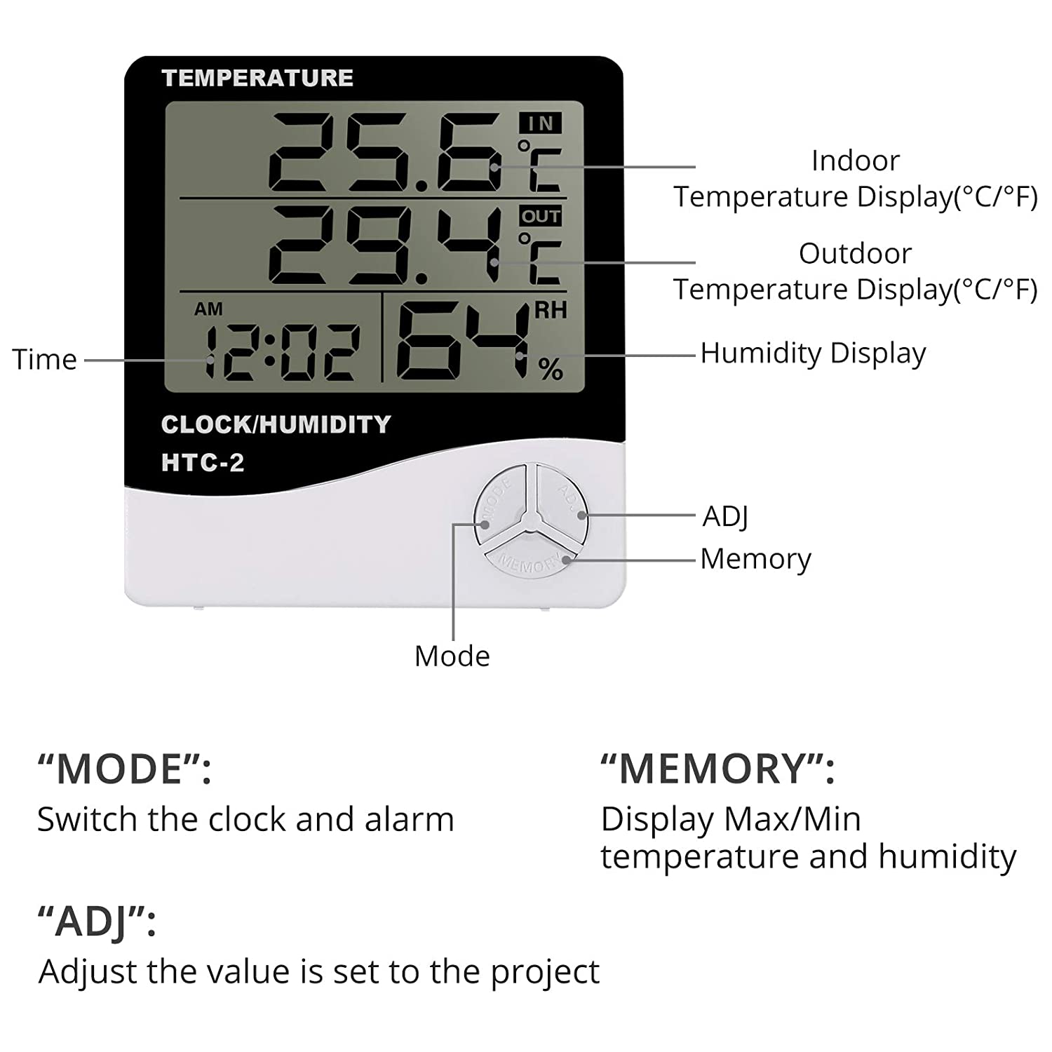 LCD Electronic Digital Temperature Humidity Meter ... – Vicedeal