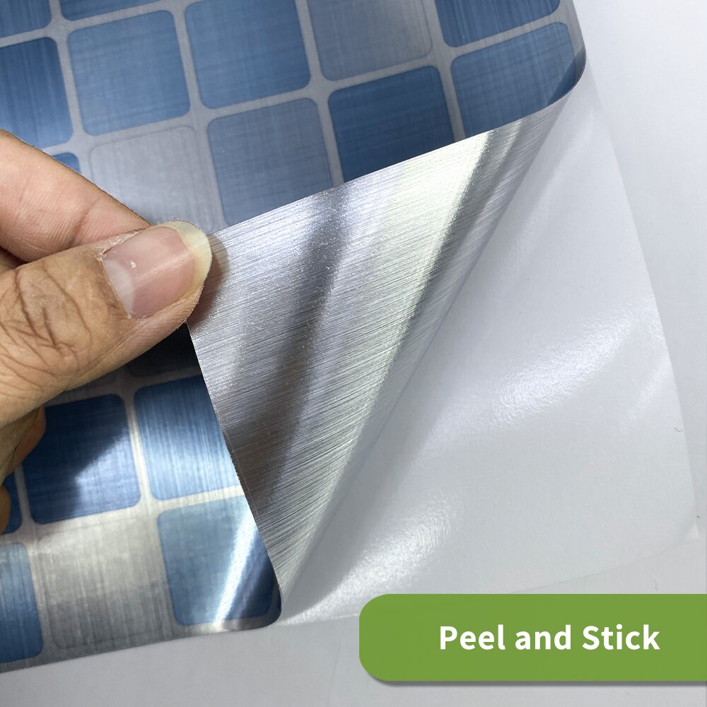 Funlife® Blue Metallic Mosaic Tile Sticker Peel&am... – Grandado