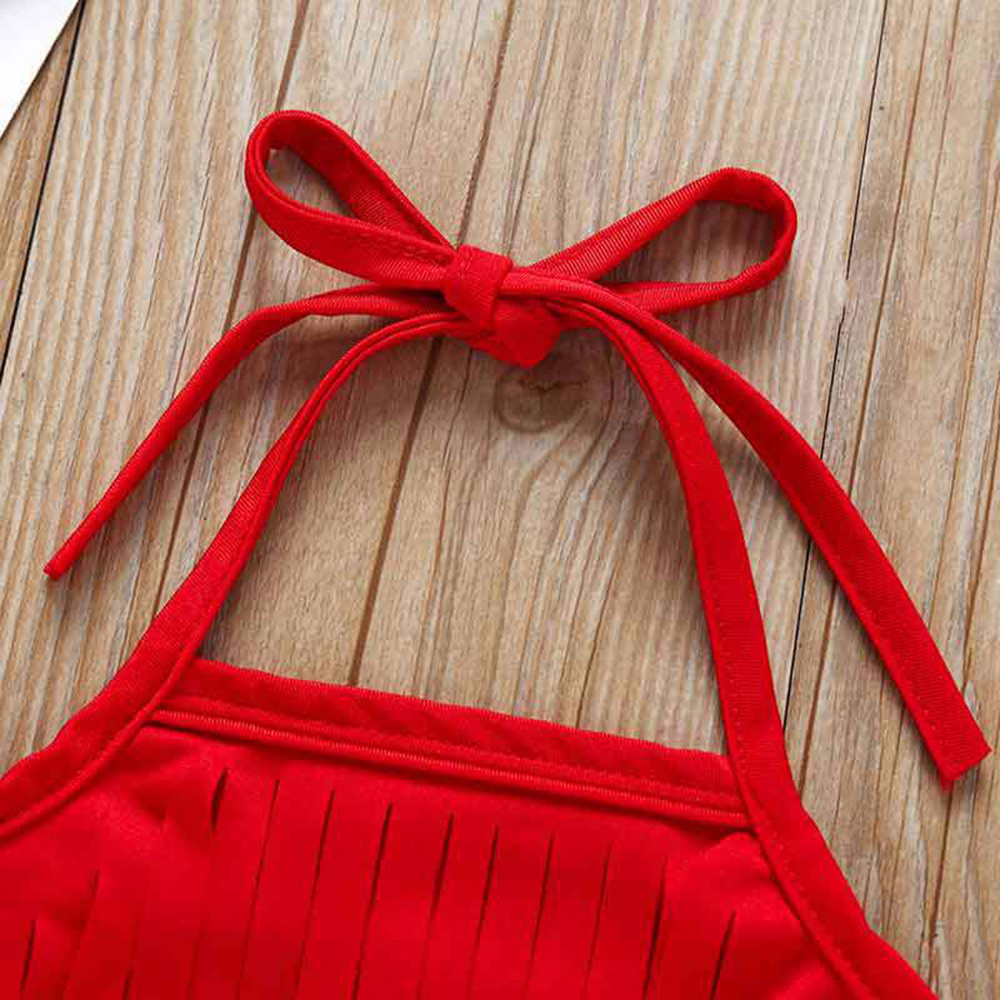 Baby Girls Halter Tassel Swimwear Cute Bow Swimsui... – Grandado