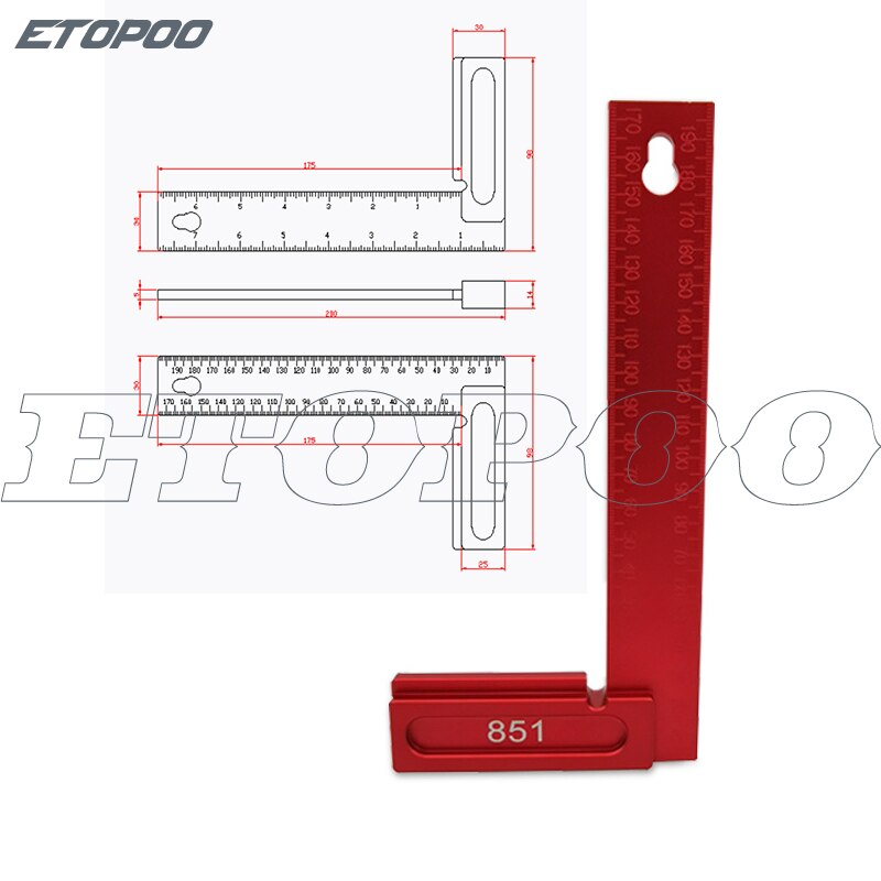 160/200mm triangle square ruler L shape 90 degree ... – Grandado