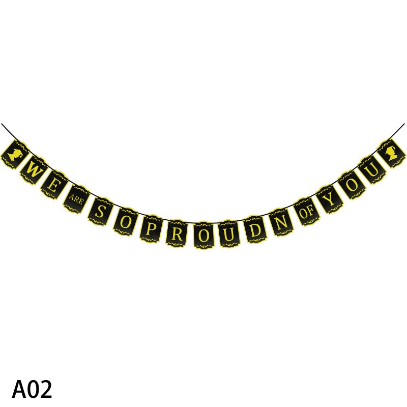 1Pcs Congrats Grad Brief Banner Zwarte Goud We Zij... – Vicedeal