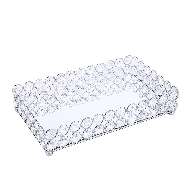 Crystal Decorative Tray Table Makeup Organizer Gla... – Vicedeal