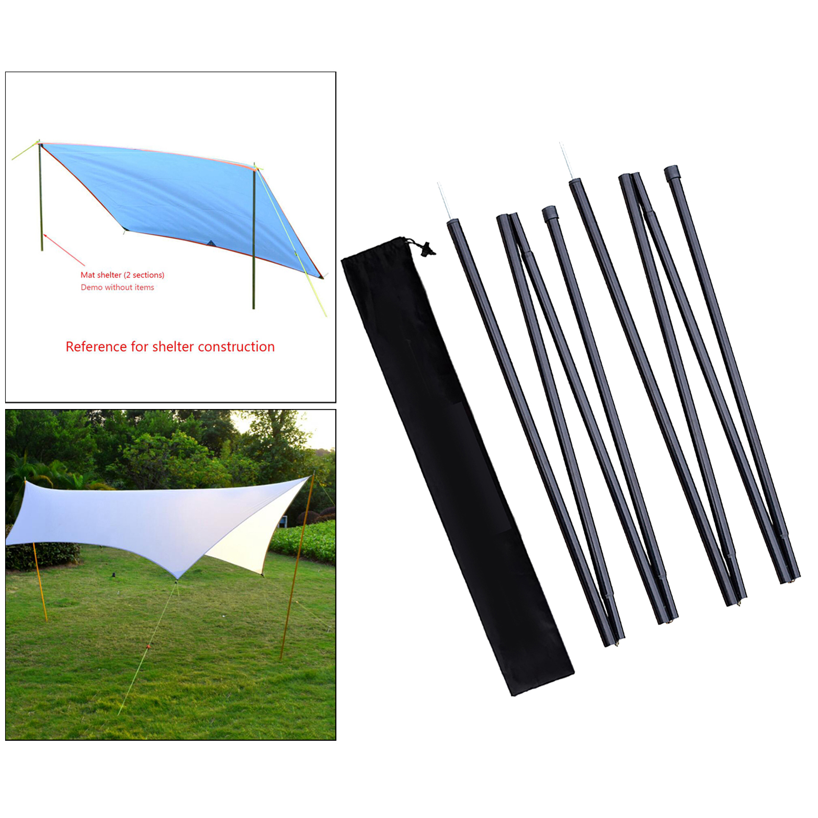 2Pieces Tarp Support Poles Tent Rod Shelter Buildi... – Grandado