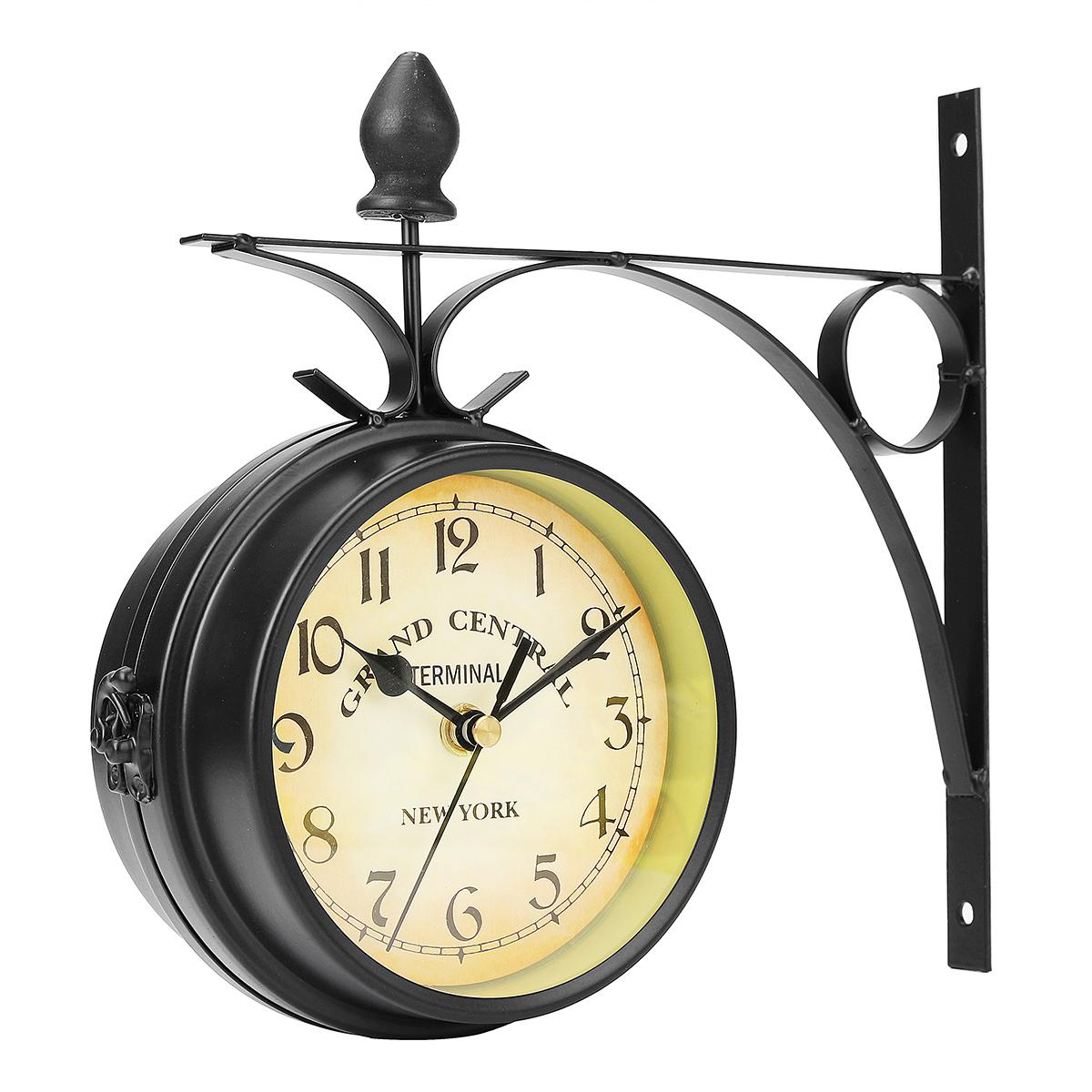 Double Sided Round Wall Mount Station Clock Garden... – Grandado