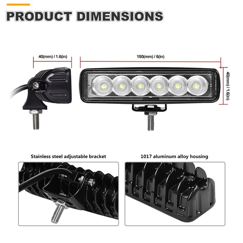 6 Inch 18W Offroad Drl Led Verlichting Flood Beam ... – Grandado