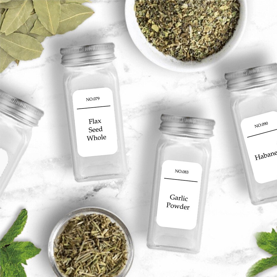 White Spice Jar Stickers Waterproof Oilproof Basil... – Grandado
