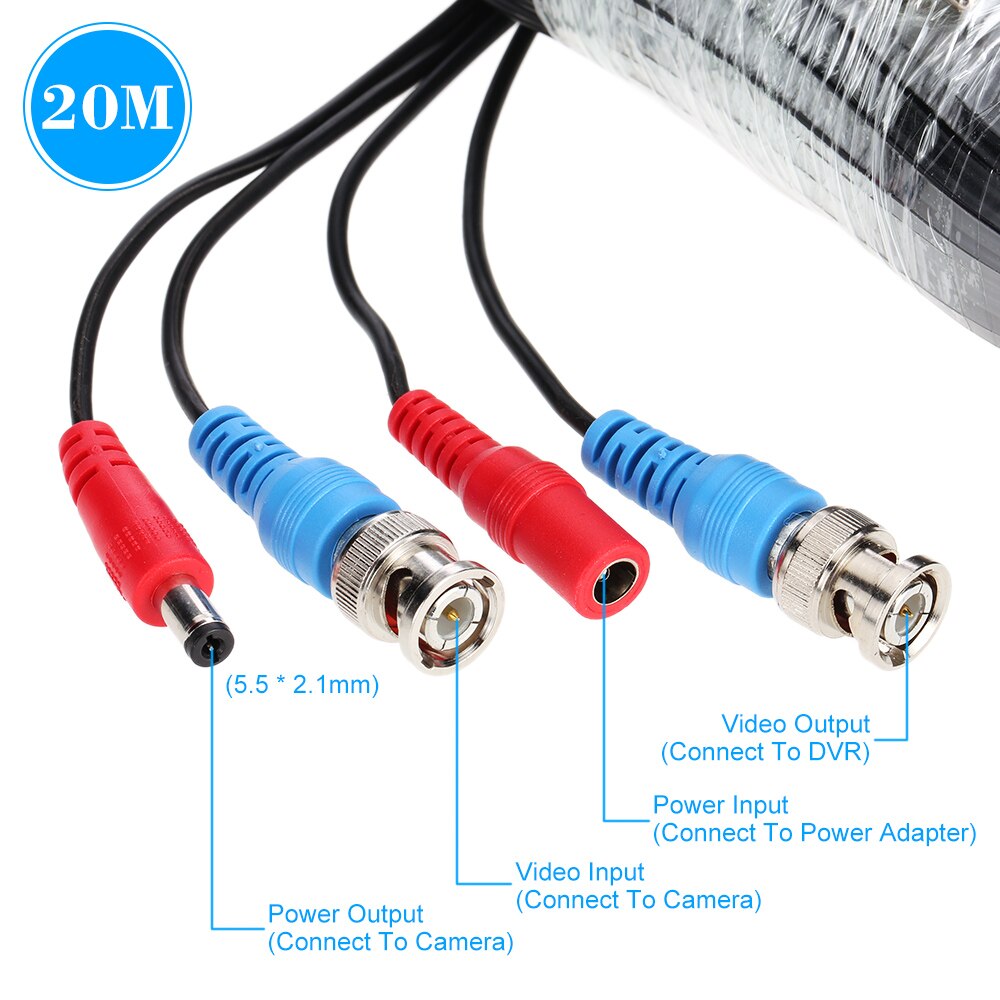 20M 65ft CCTV Security Camera Video Power Cable Co... – Vicedeal