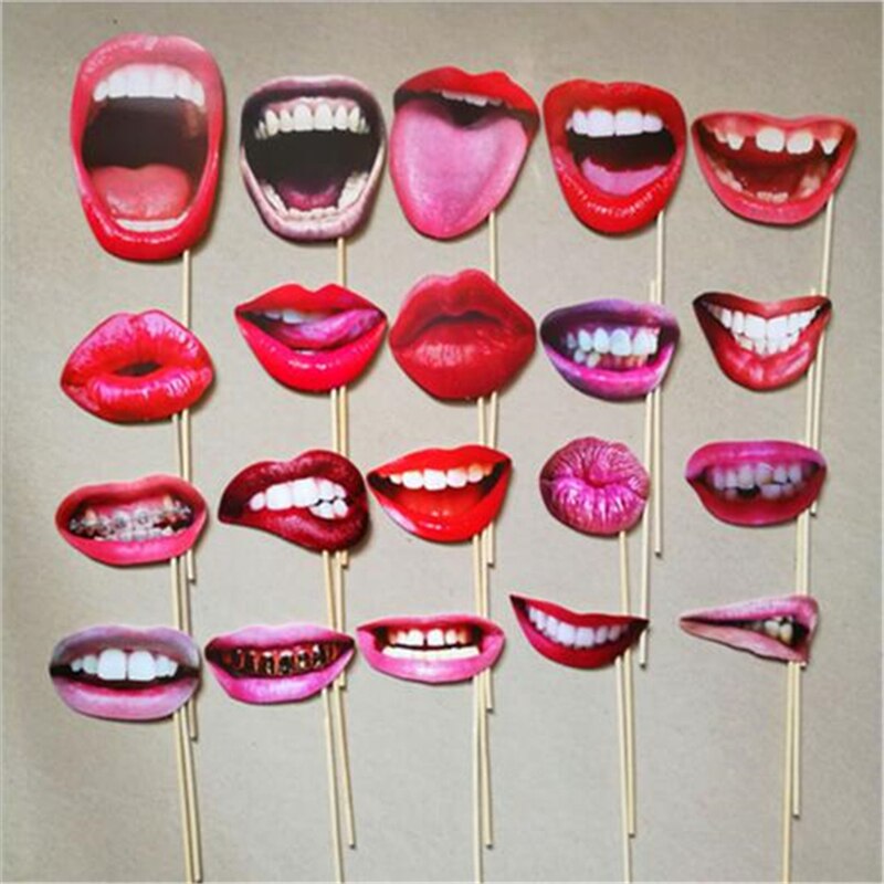 20Pcs/bag DIY Adult Funny Lip Mouth Photo Booth Pr... – Grandado