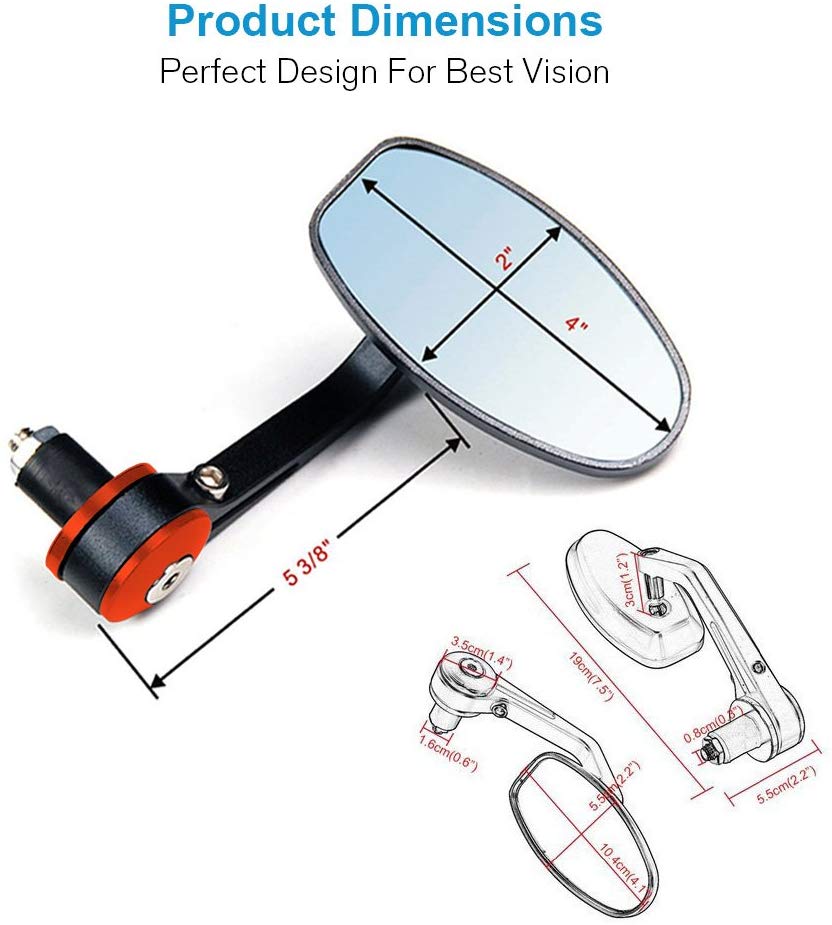 7/8" 22mm Universal Motorcycle red Left Right Rear... – Grandado