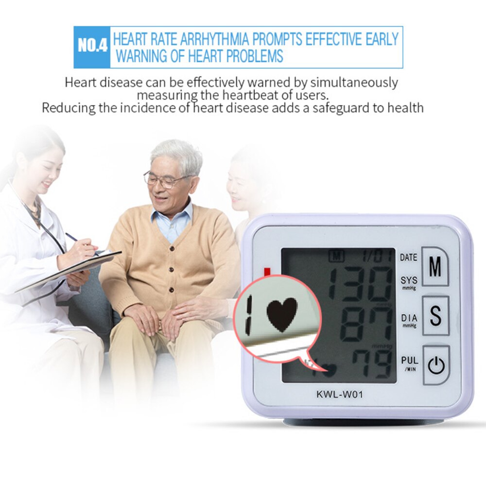 Blood Pressure Monitor Automatic Measurement Wrist Sphygmomanometer Pulse Rate Detection Voice ...