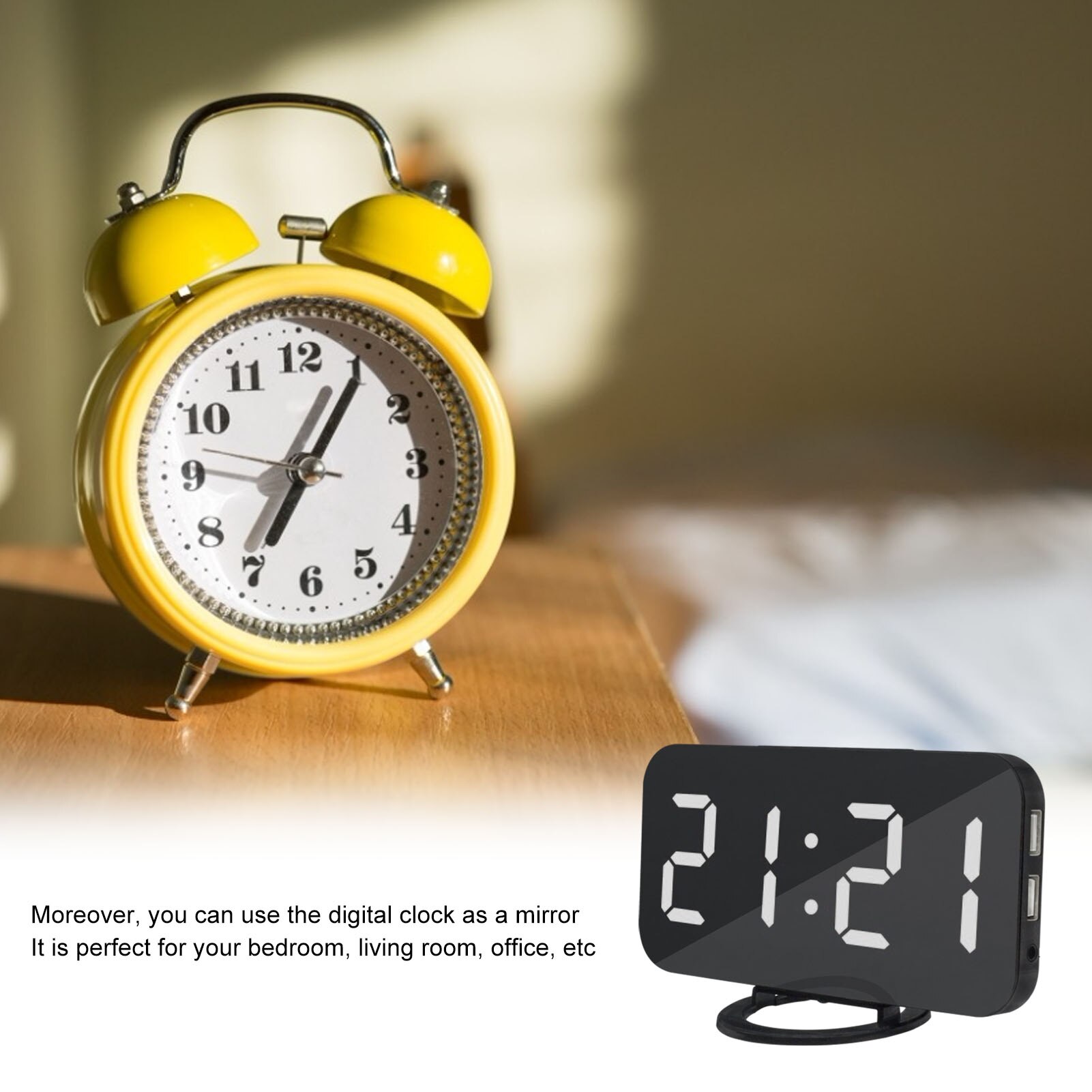 Digital LED Mirror Alarm Clock Dimmable Night Mode... – Vicedeal