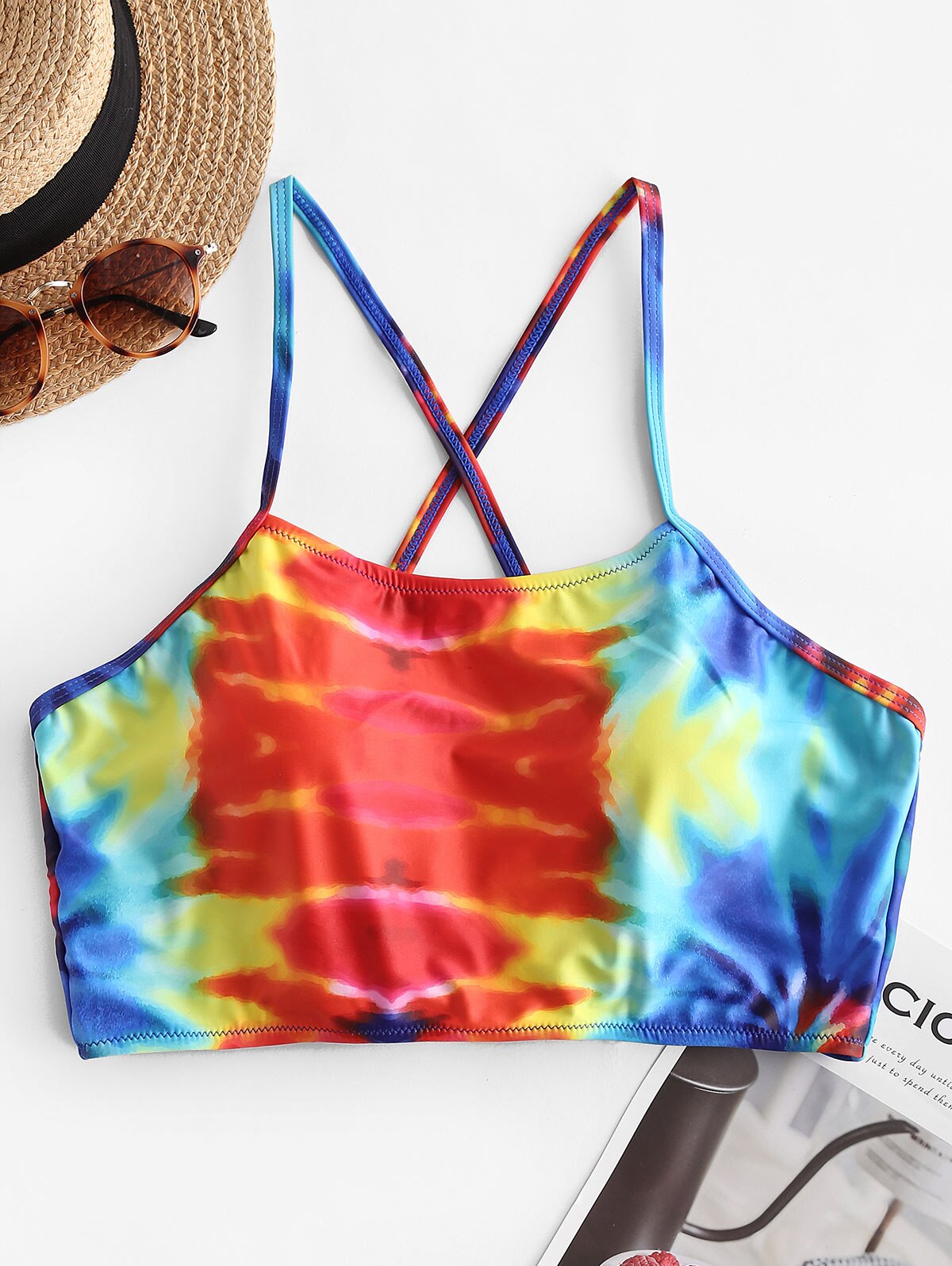 Zaful Tie Dye Criss Cross Bikini Top – Vicedeal