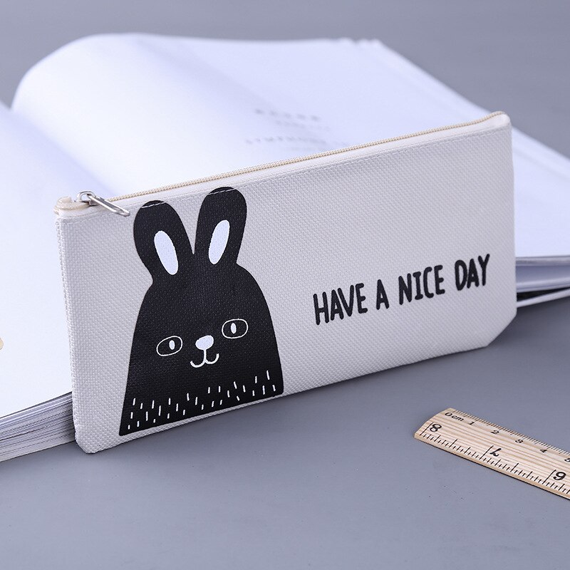 cat bear rabbit Canvas Pencil Case School Supplies... – Vicedeal