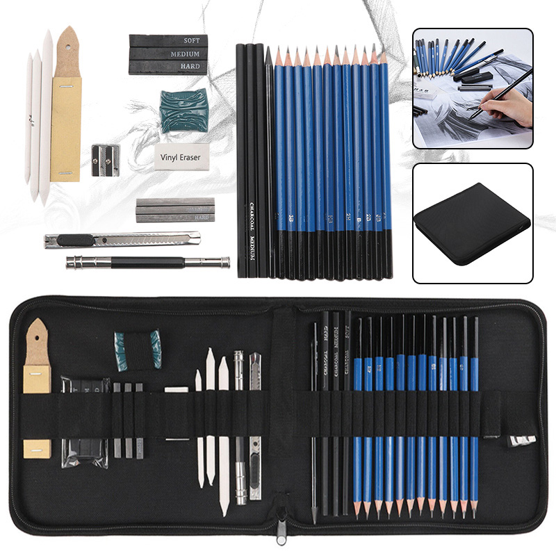 33pcs Sketching Drawing Set Bag Graphite Charcoal ... – Vicedeal
