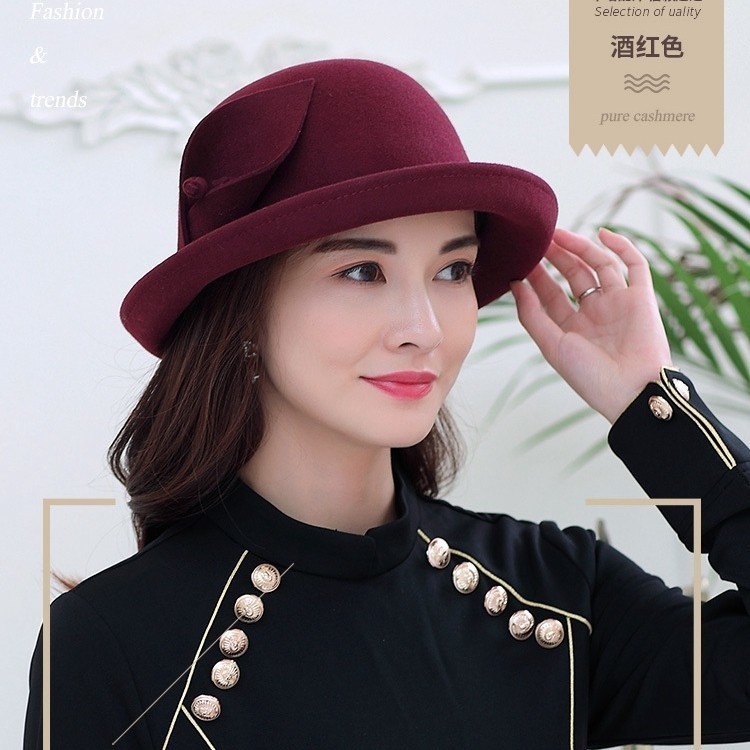 Sombrero de lana de fieltro para mujer, sombrero d... – Grandado