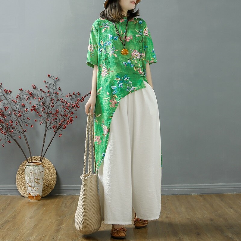 Chinese Style Summer Clothes For Women Floral Cheo... – Grandado