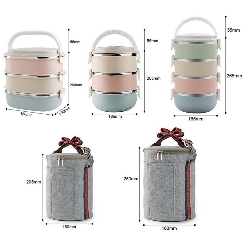 0.8L/0.7L Insulated Lunch Box Container 3/4-Tier B... – Grandado