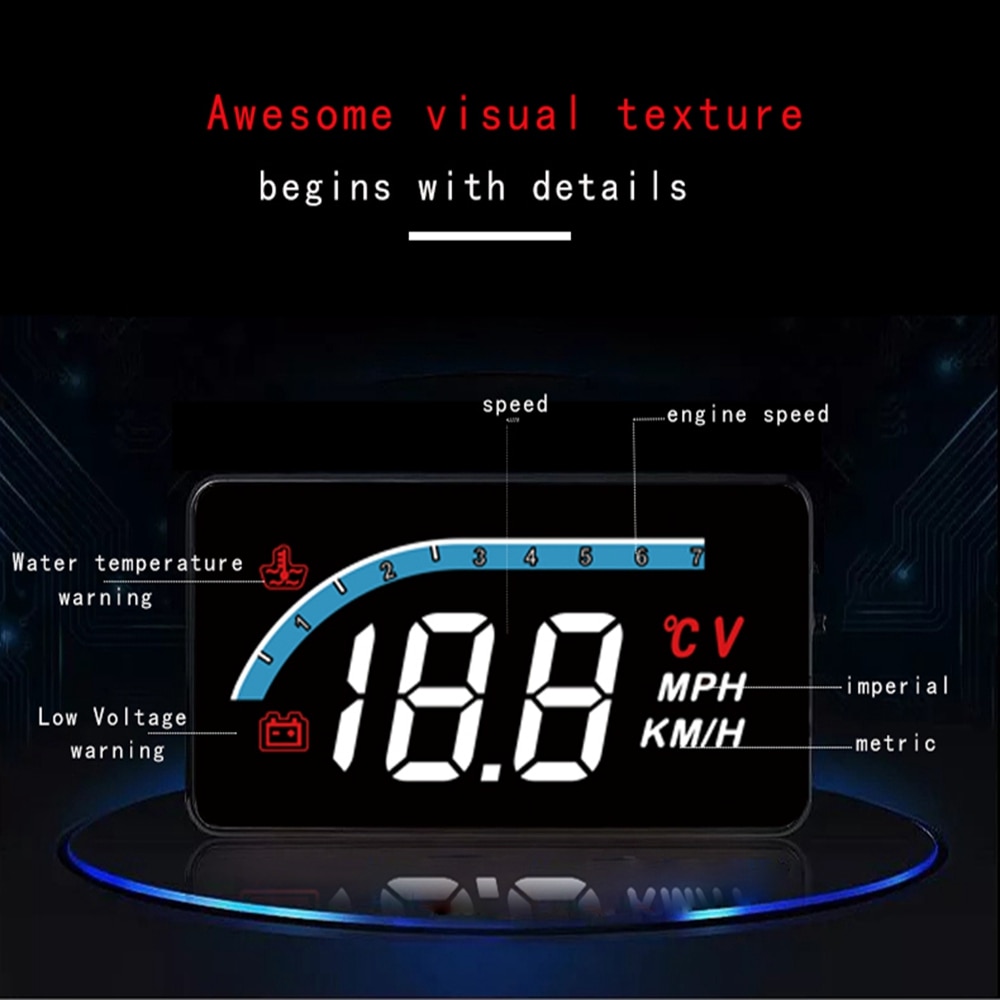 HUD Head-Up Display OBD2 OBDII Auto-styling Hud Di... – Grandado