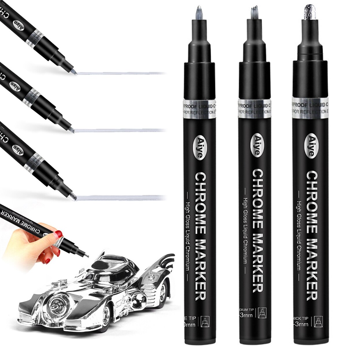 3pcs Liquid Chrome Marker DIY Paint Silver Mirror ... – Grandado