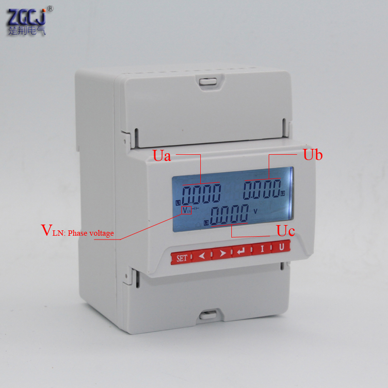 3 phase 3 wire , and 3 phase 4 wire din type 3 phase voltage meter LCD ...