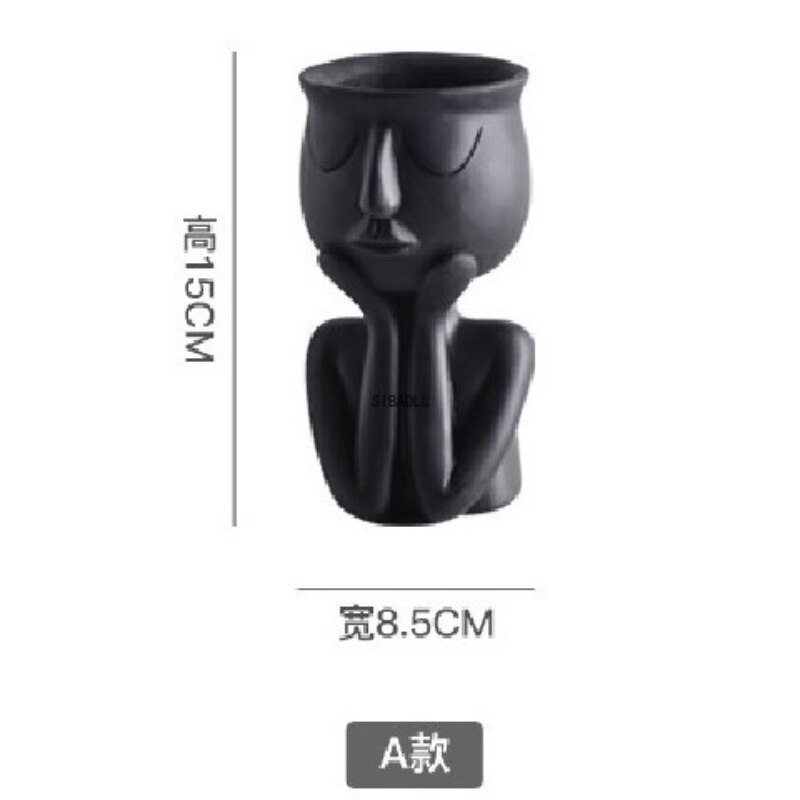 Human Think Face Ceramic Home Plants Flower Pot Va... – Grandado