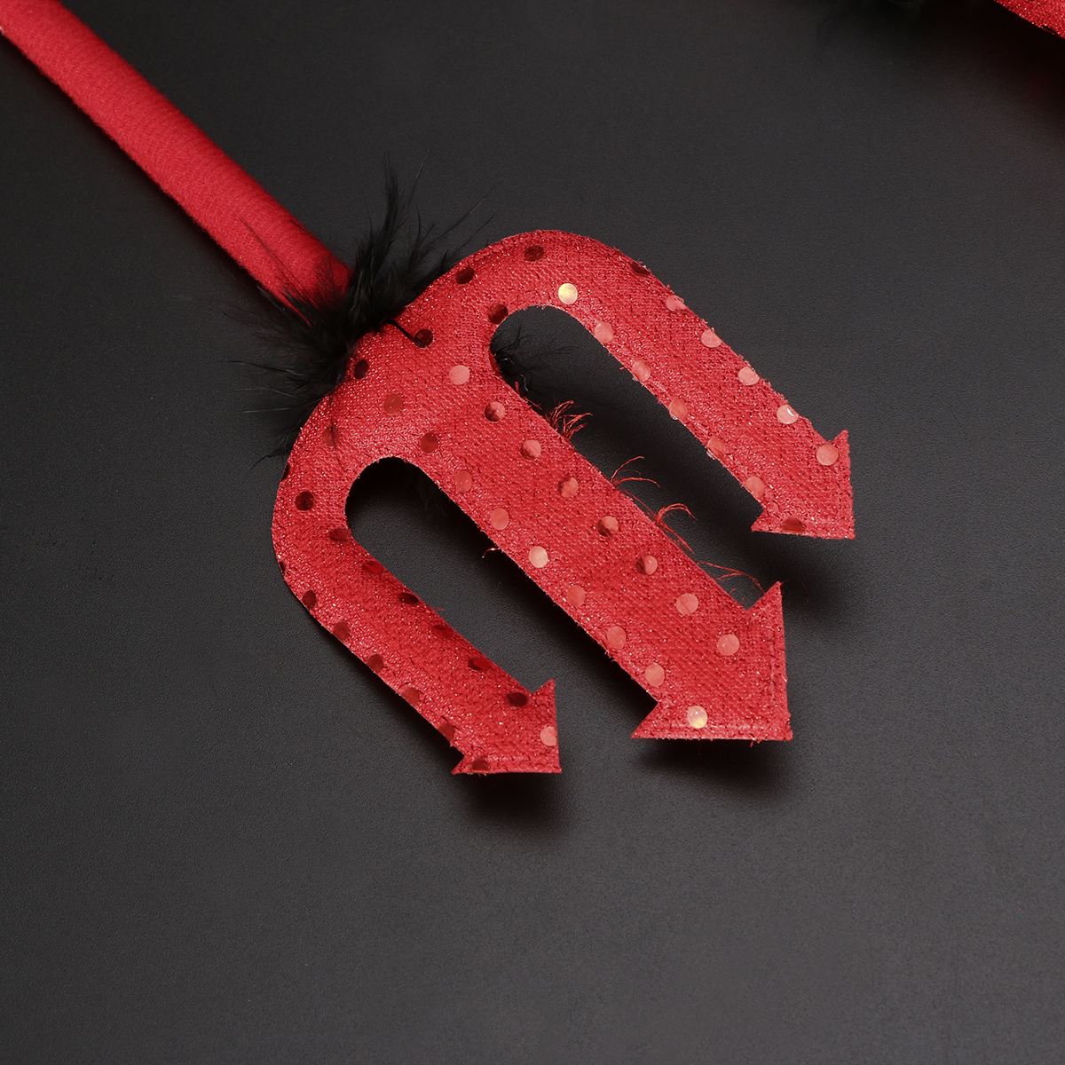 Red Sequin Devil Set Headband Horns Trident Fork f... – Grandado