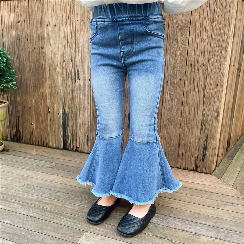 2022 Spring Girls Flare Pants Kids Denim Trousers – Grandado