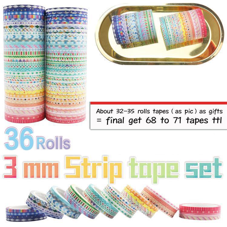 36Rolls/Set Color Slim Washi Tape Diy Decoration S... – Grandado