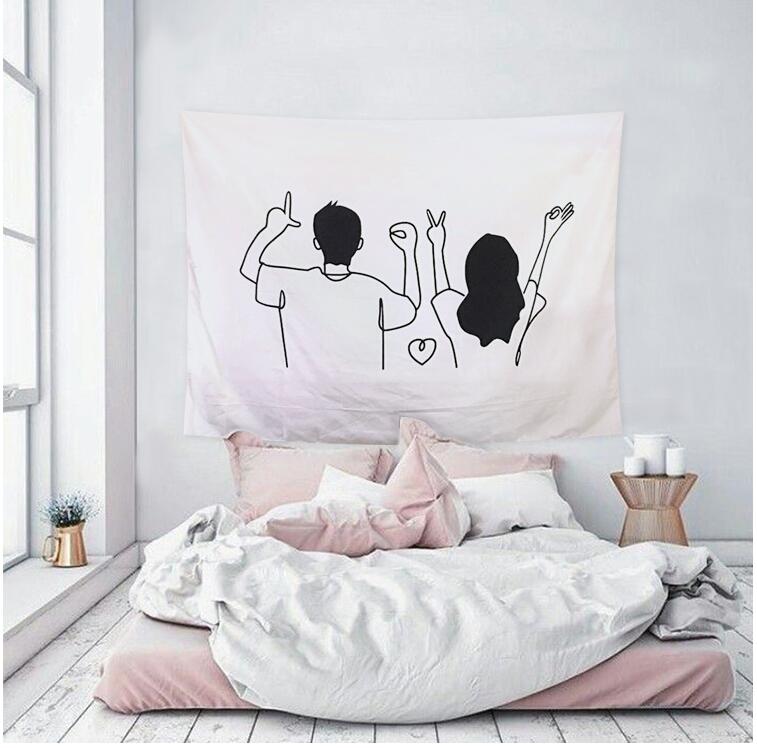 Couple Line Draw Tapestry Art Wall Hanging Tapestr... – Vicedeal