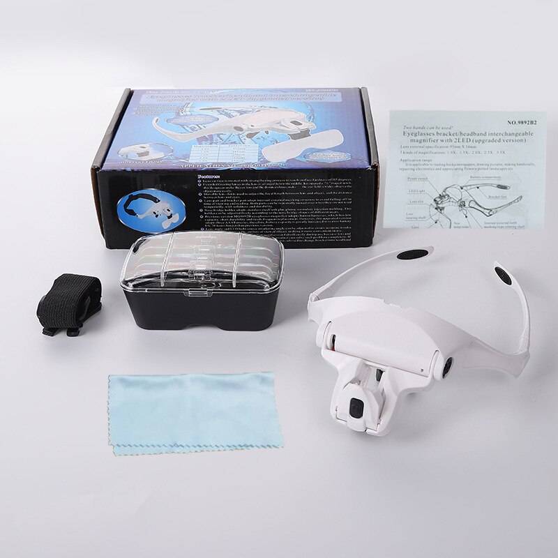9892B2 Headband Magnifying Glass With Led Lamp Mag... – Grandado