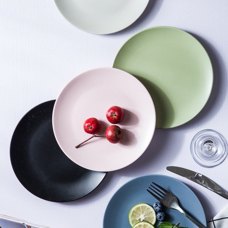 Solid Matte Ceramic Plate Household Japanese Steak... – Vicedeal