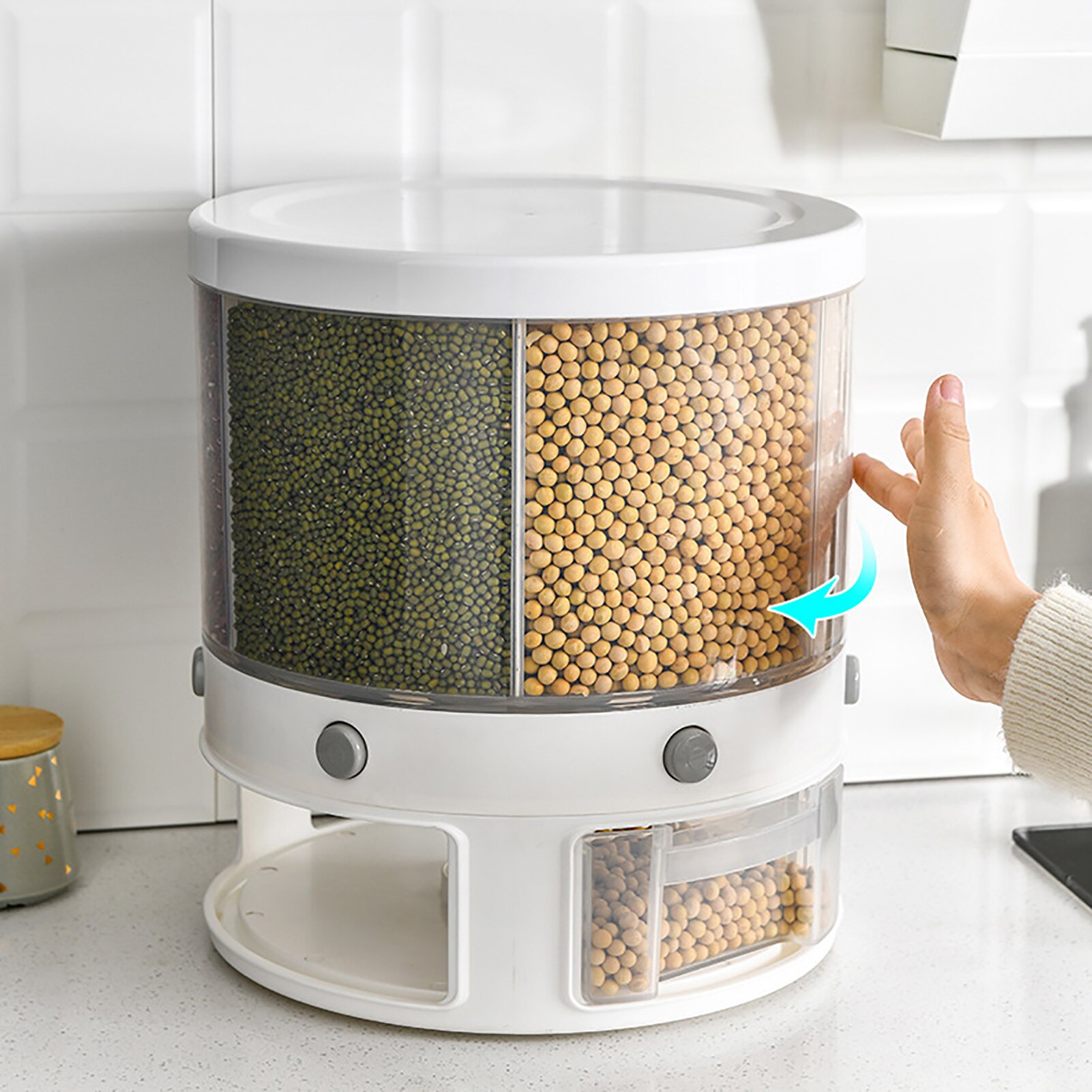 6 Grids Plastic Kitchen Rice Storage Box 10L Stora... – Grandado