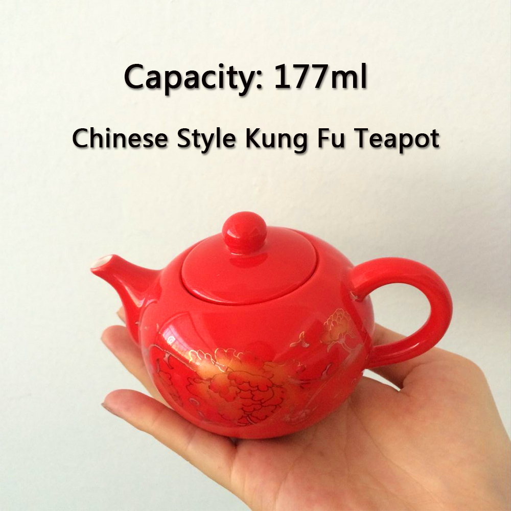 177ml Red Teapot Chinese Dragon Tea Pot Ceramic Te... – Vicedeal