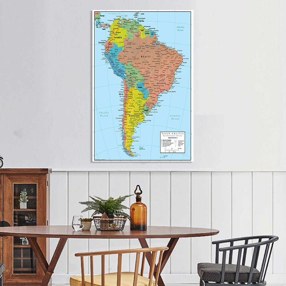 100*150cm The South America Political Map Spray Ca... – Grandado