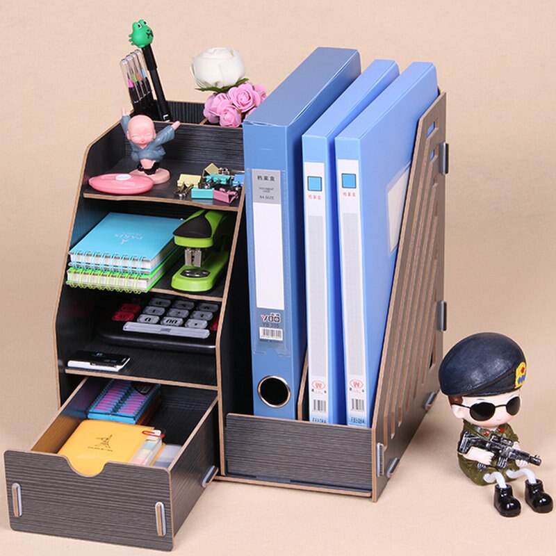 Desktop Office Storage Box Drawer Wood A4 Paper Ra... – Vicedeal