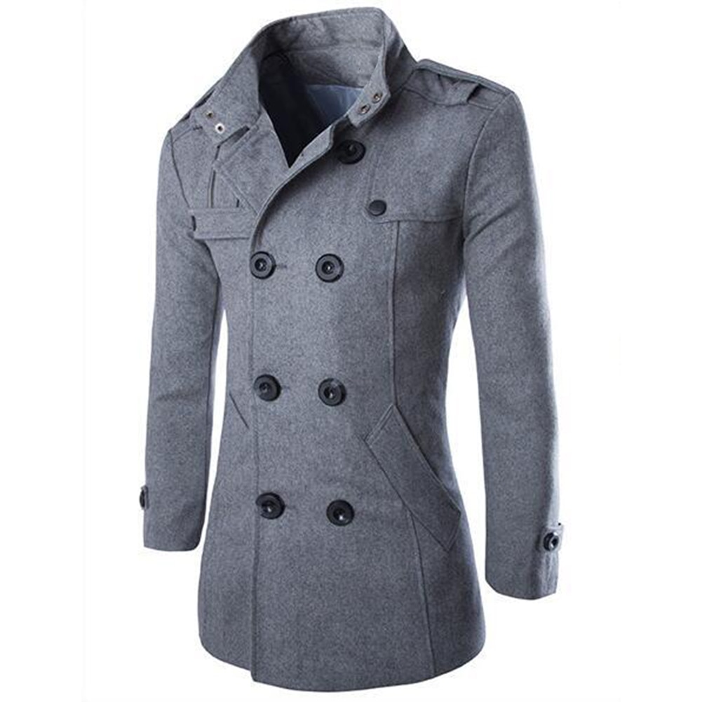 Coat Men Winter Warm lapel Trench Coat Woolen Coat... – Grandado