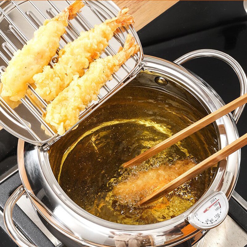 Japanese Tempura Fryer Pan Deep Frying Pot With Th... – Grandado