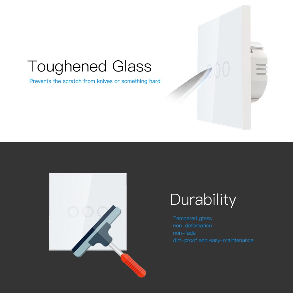 NEO Coolcam 5A Wifi Wall Light Switch 3 Gang Touch... – Grandado