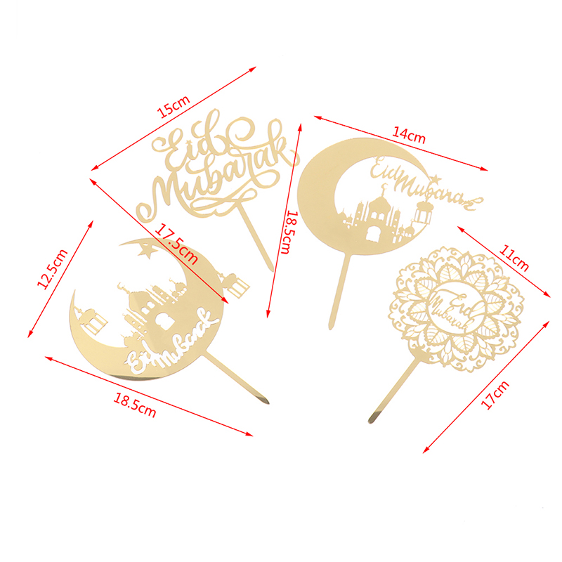Eid Mubarak Cake Topper Islam Gold Birthday Weedin... – Grandado