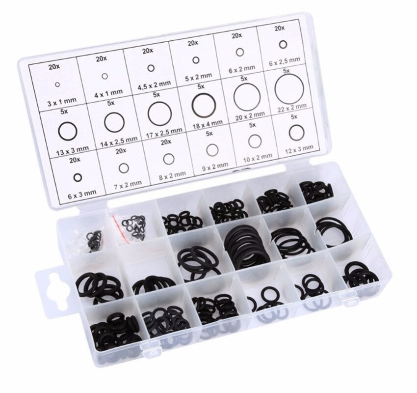 225 st/lot svart gummi o-ring sortiment bricka pac... – Grandado