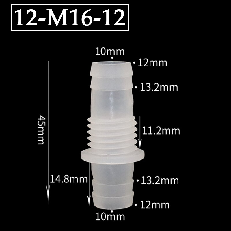 10Pcs 8~12mm M14~M16 Thread PP Straight Connectors... – Vicedeal
