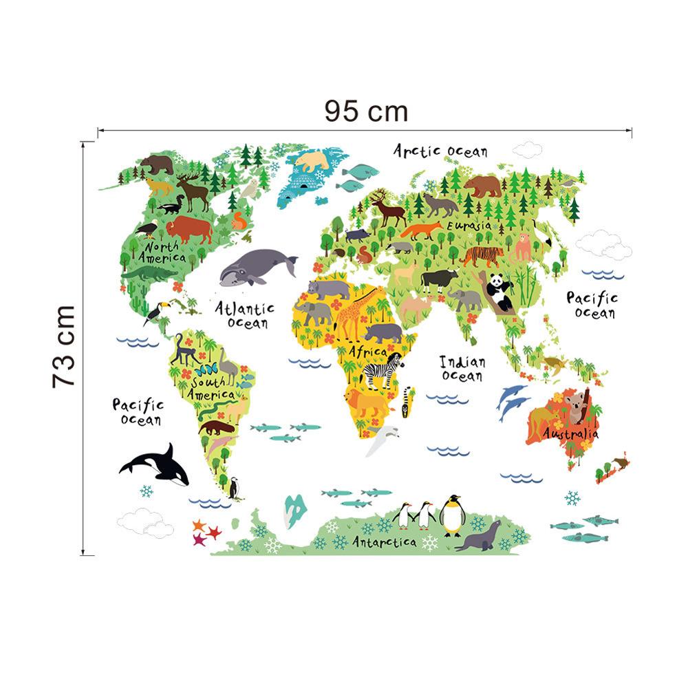 Wall Sticker Colorful Animal World Map Living Room... – Grandado