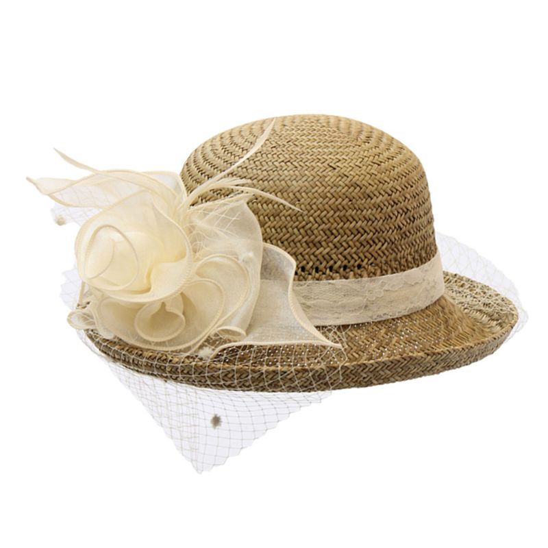 Women Retro Hepburn Straw Bucket Bowler Sun Hat Fl... – Vicedeal
